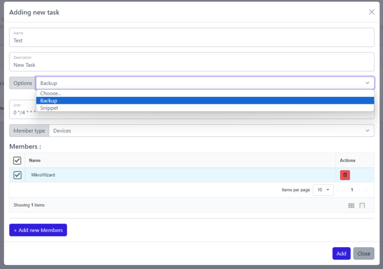 Task Planner - MikroWizard | Mikrotik management solution