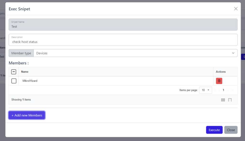 Managing Snippets - MikroWizard | Mikrotik management solution