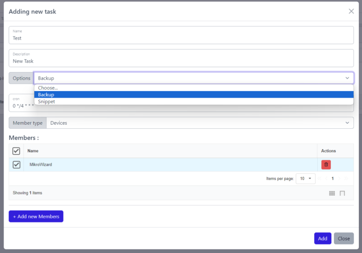 Task Planner - MikroWizard | Mikrotik management solution