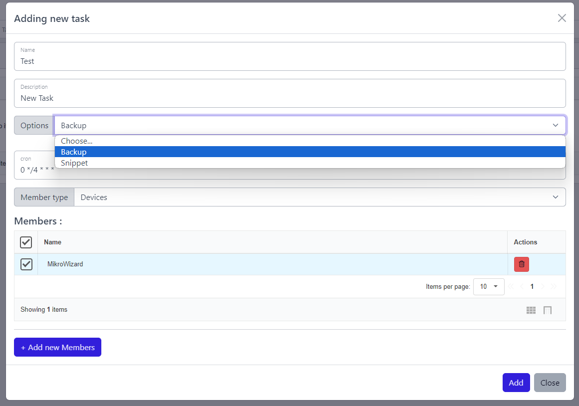 Task Planner - MikroWizard | Mikrotik management solution